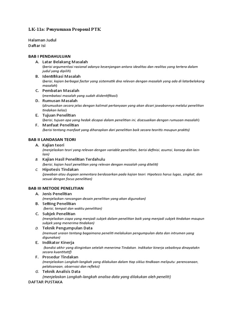 Panduan Penyusunan Proposal PTK | PDF
