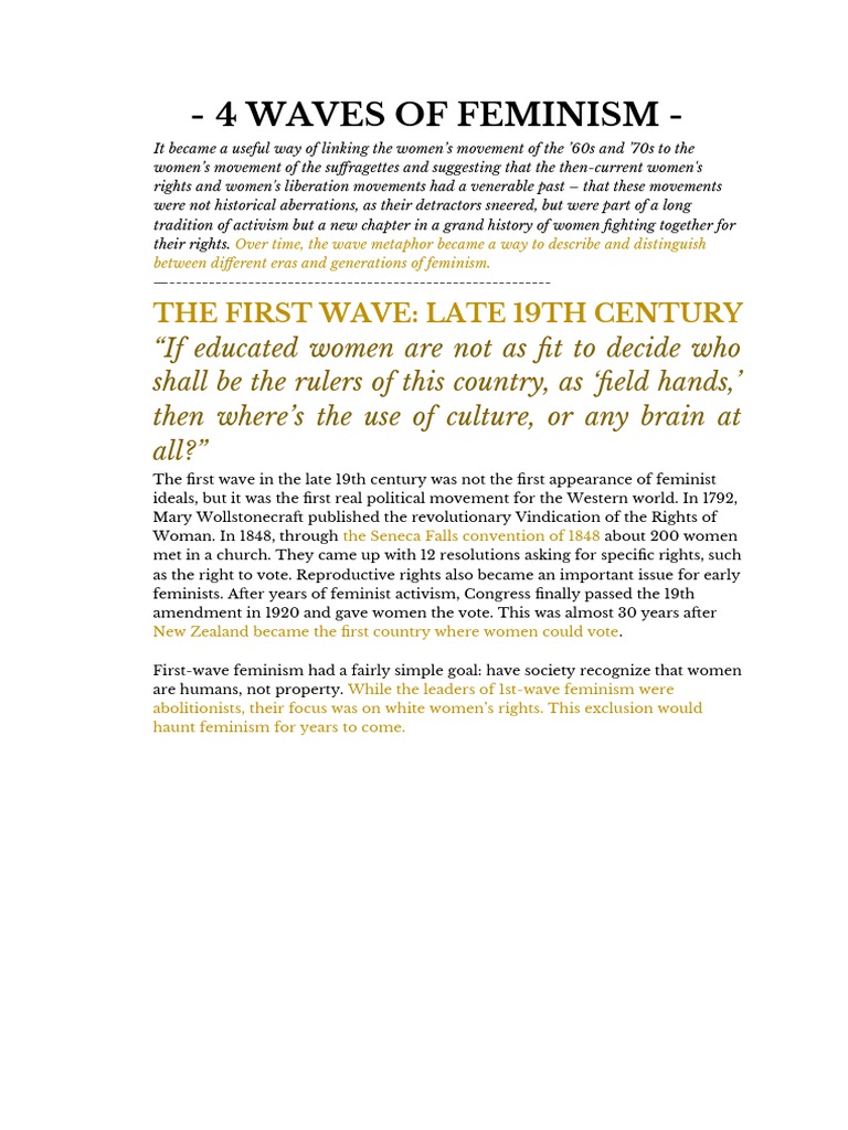 4 Waves of Feminism | PDF | Gender Studies | Feminism
