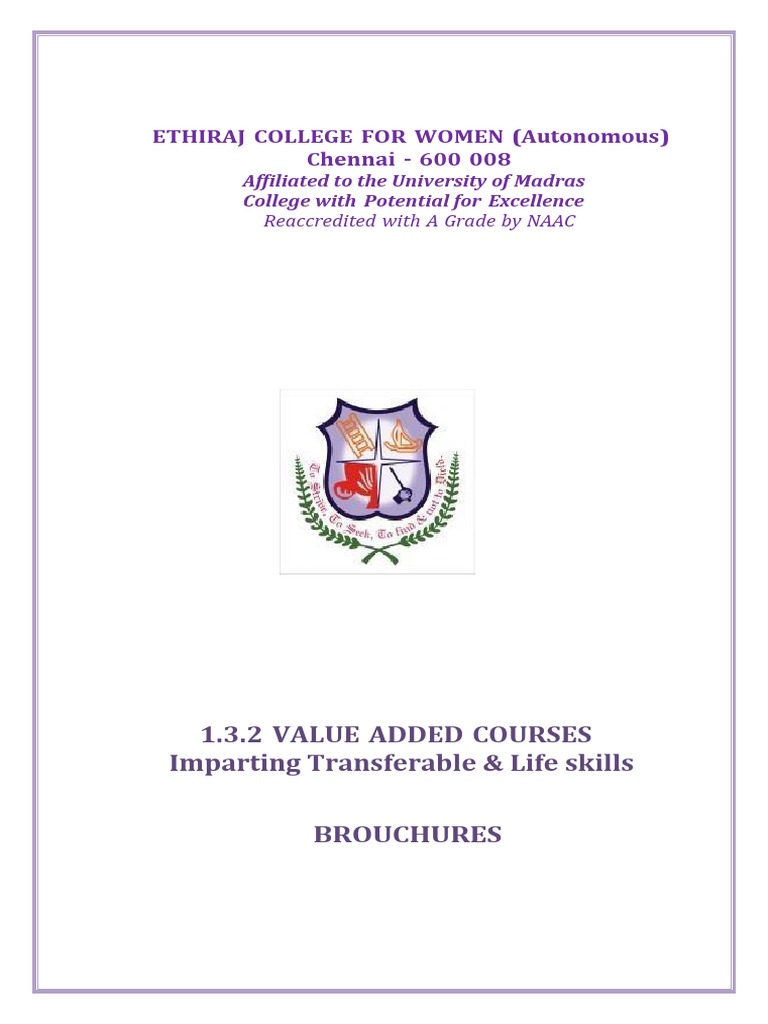 1.3.2 Value Added Courses Imparting Transferable & Life Skills ...