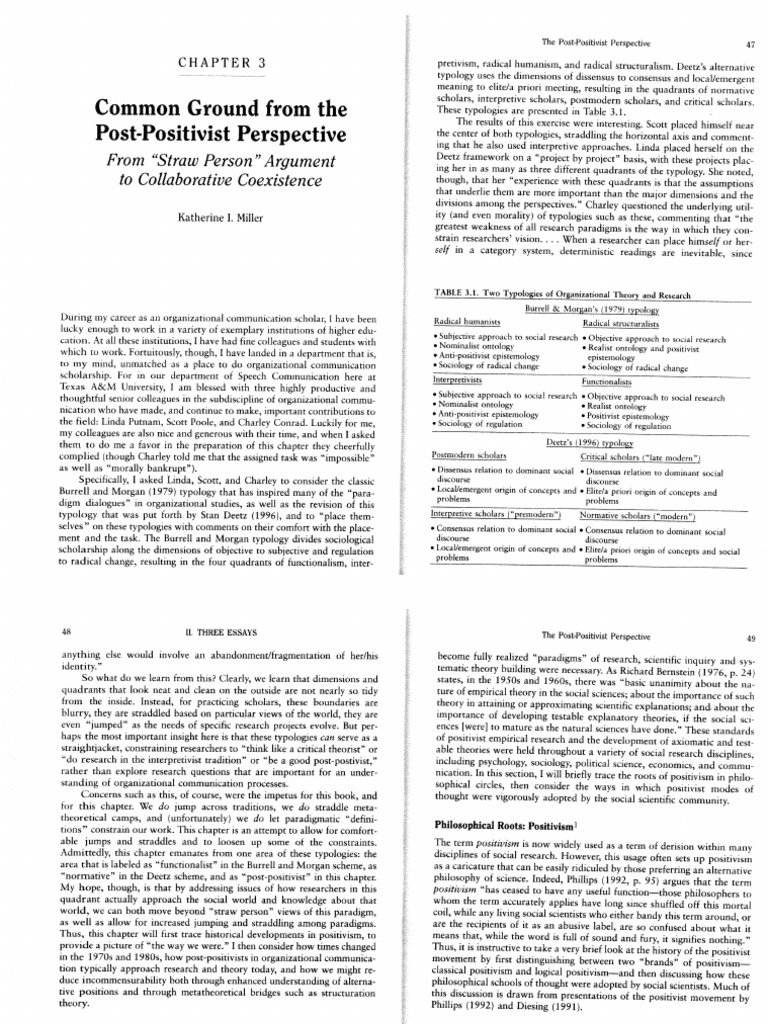 Miller, K. Common Ground from the post-positivist perspective | PDF