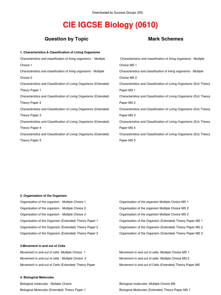 CIE - IGCSE Biology (0610) | PDF | Nutrition | Diet & Nutrition
