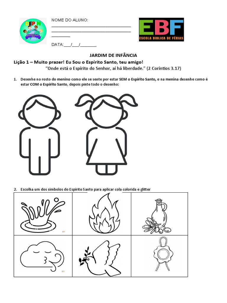 Atividades EBF 2023 | PDF | Apóstolo Paulo | Espírito Santo (religião)