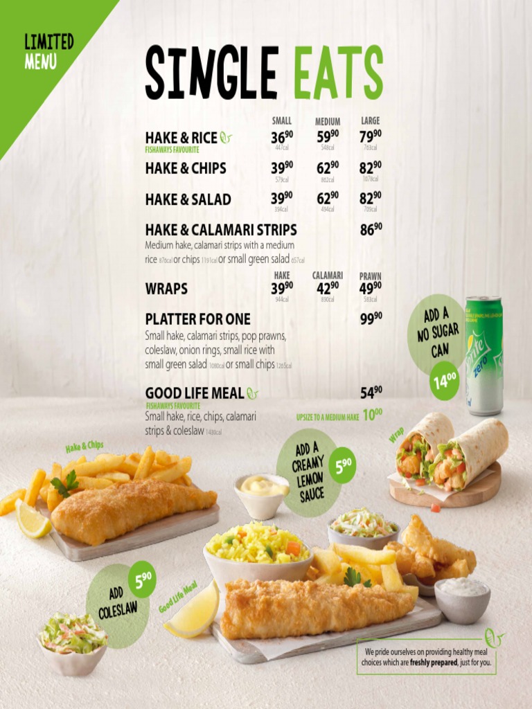 Fishaways Standard Menu July 2020 | PDF | Coleslaw | Food And Drink Preparation