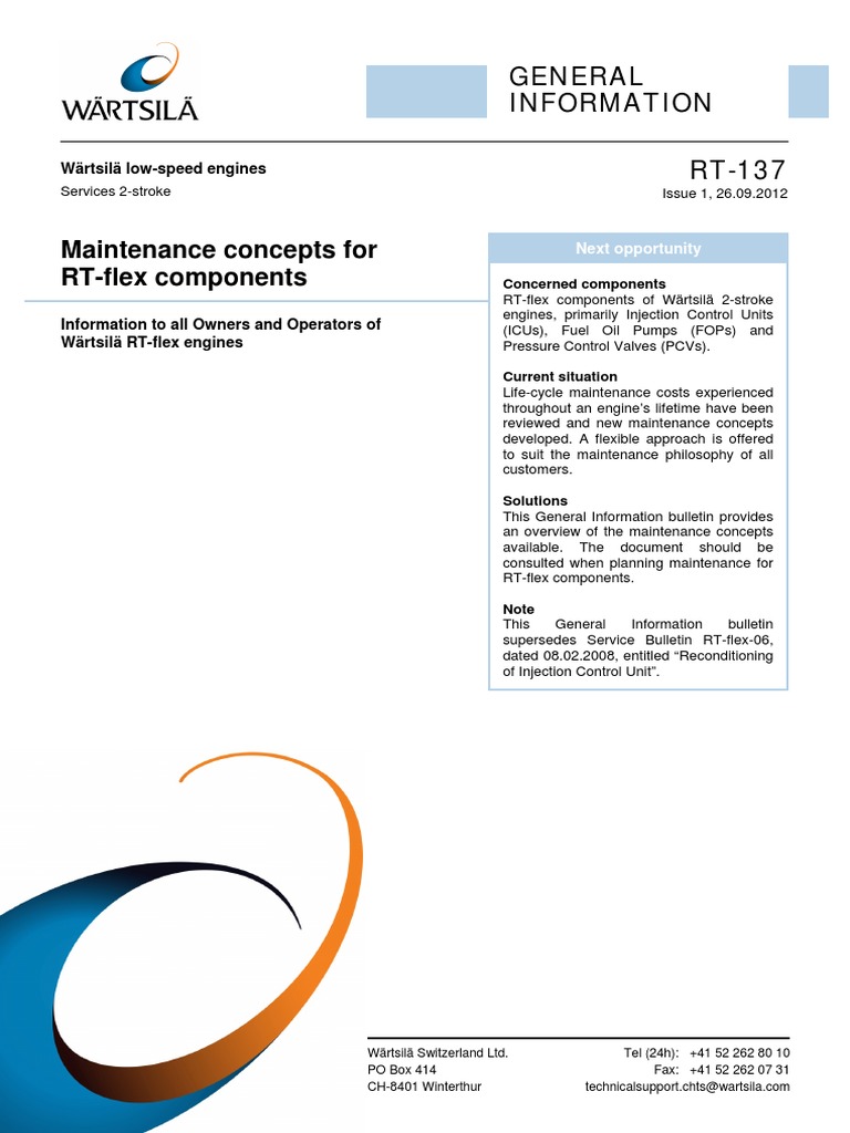 RT-137 Maintenance Concepts For RT-flex Components | Download Free PDF | Reliability Engineering