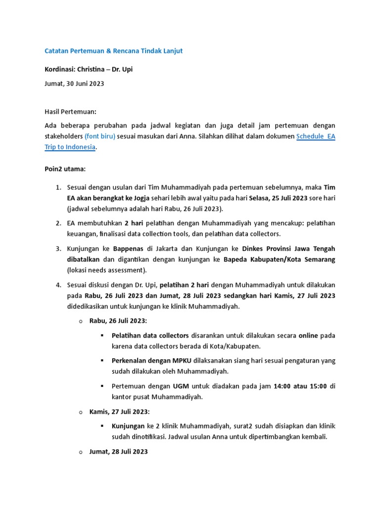 Catatan Pertemuan & RTL | PDF