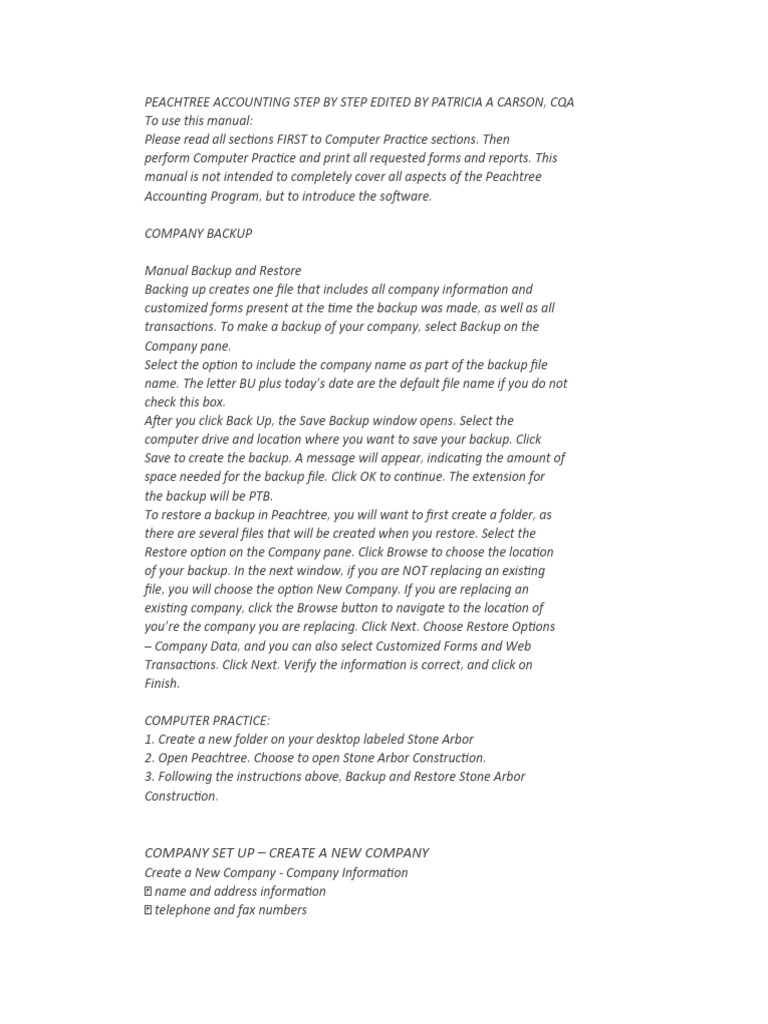 Peachtree Accounting Step by Step Edited by Patricia A Carson | PDF ...