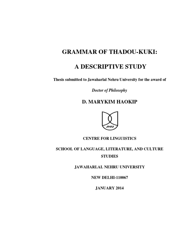 Marykim Haokip - Grammar of Thadou-Kuki - A Descriptive study-JNU (2014 ...