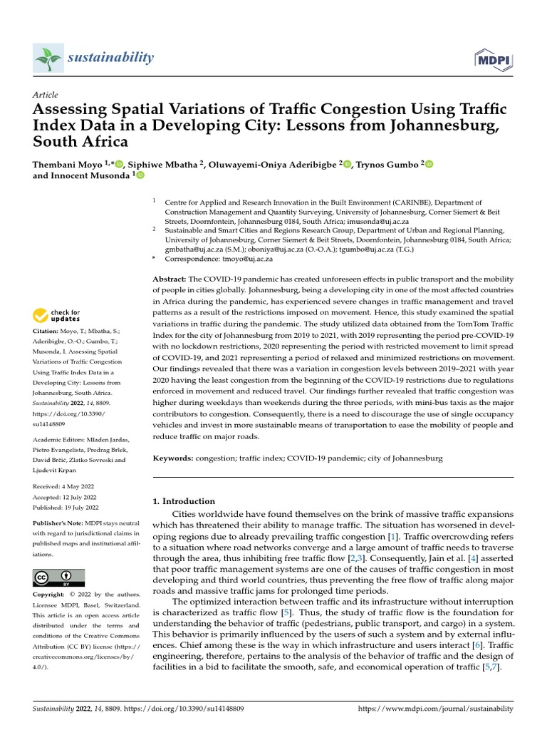 Assessing Spatial Variations of Traffic Congestion Using Traffic | PDF ...
