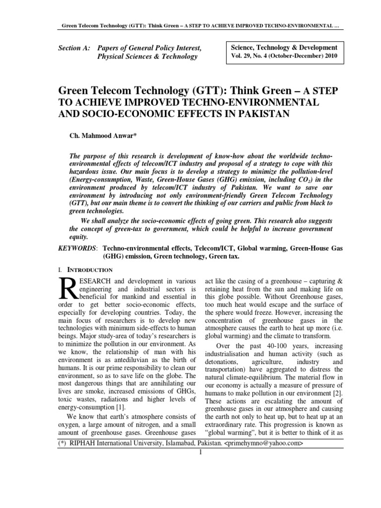 Green Telecom Technology (GTT) : Think Green - A STEP TO ACHIEVE ...