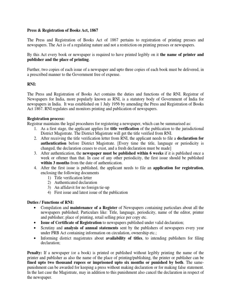 Press and Registration of Books | PDF | Justice | Crime & Violence