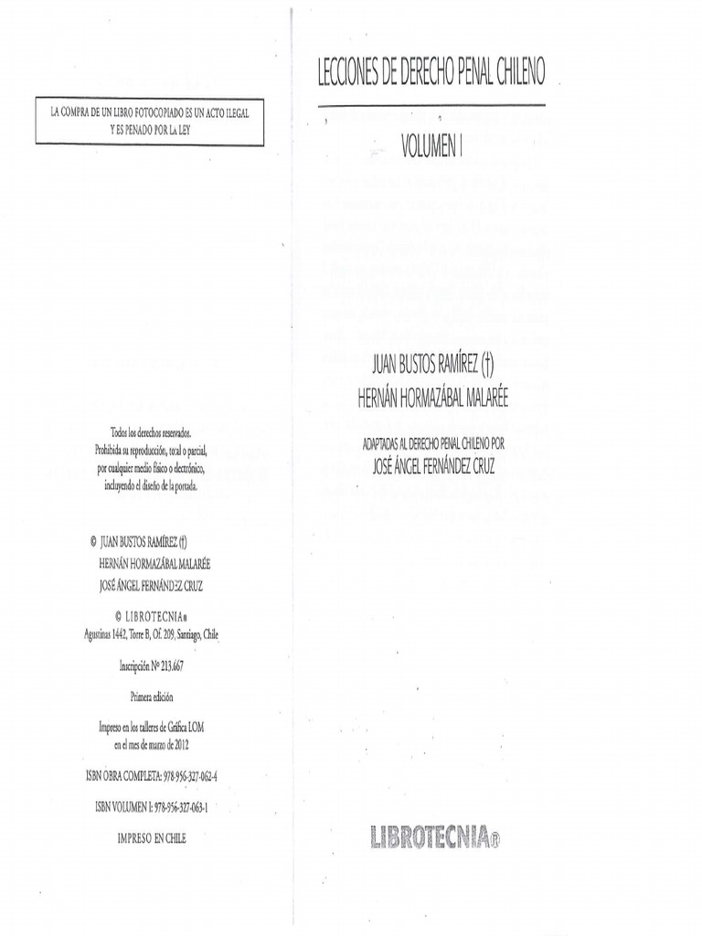 BUSTOS Y HORMAZABAL Lecciones de Derecho Penal Chileno Pag. 17 83 | PDF BUSTOS Y HORMAZABAL Lecciones de Derecho Penal Chileno Pag. 17 83 | PDF