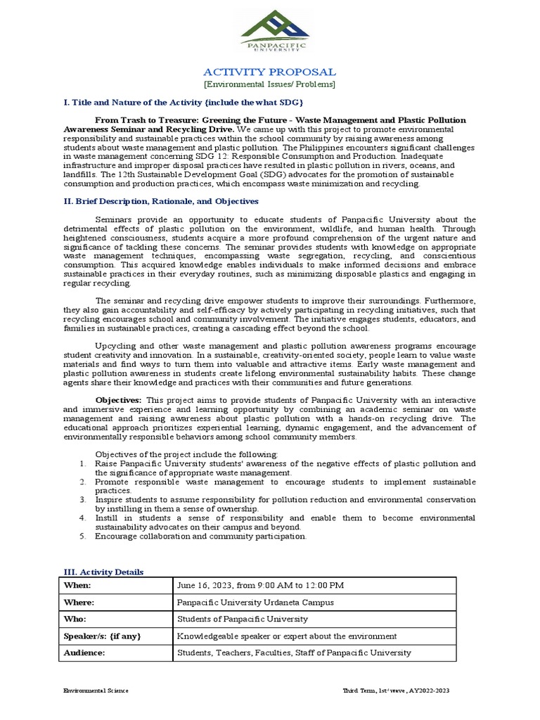 Activity Proposal - EnviSci | PDF | Waste Management | Sustainability