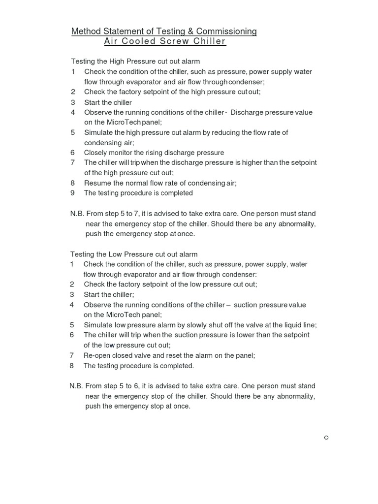 AC Installation - Testing Form Template - Chiller Unit | PDF ...