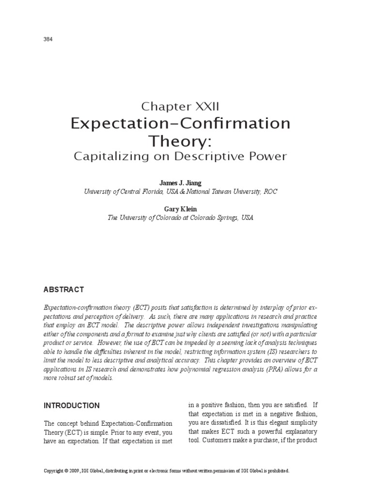 James J. Jiang & Gary Klein 2009 Expectation-Confirmation Theory ...