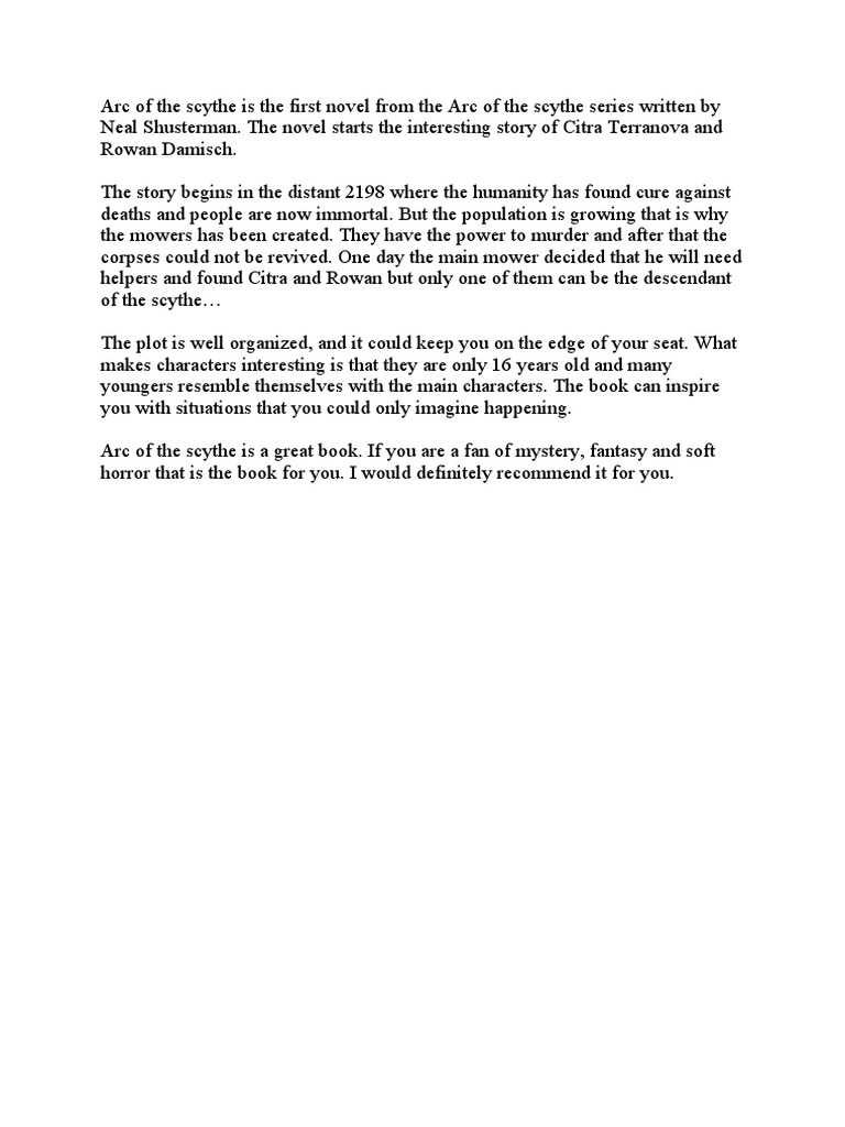 Arc of the Scythe: A Young Adult Journey | PDF | Young Adult | General ...