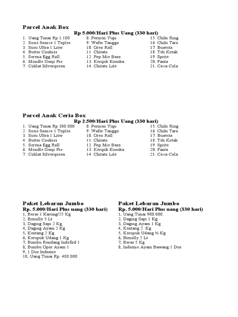 Parcel Anak Box | PDF