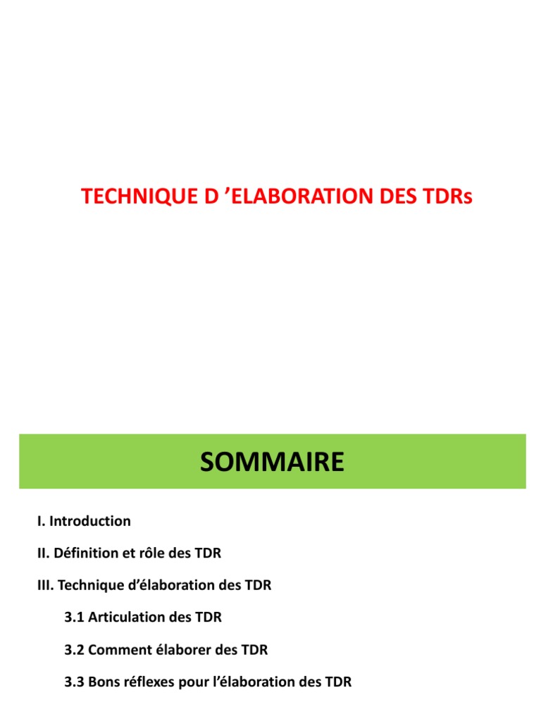 Technique Délaboration Des TDR | PDF | Consultant