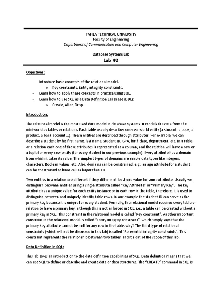 Lab 2 | Download Free PDF | Relational Database | Relational Model