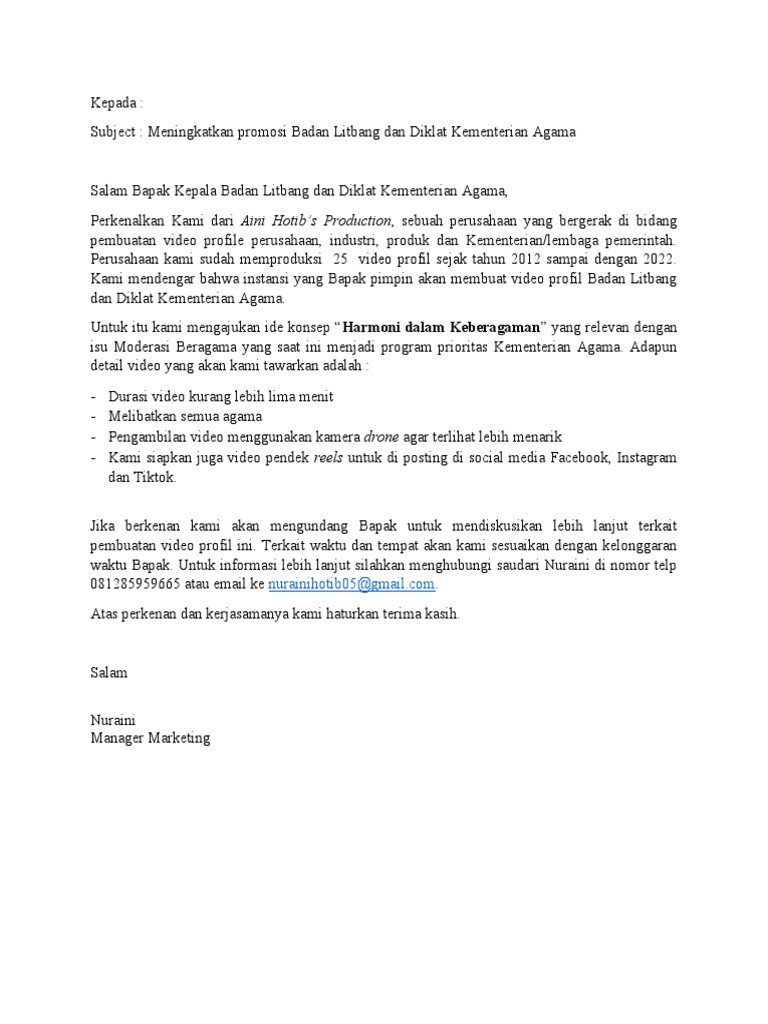 Contoh Tugas 1 Email Pitching | PDF