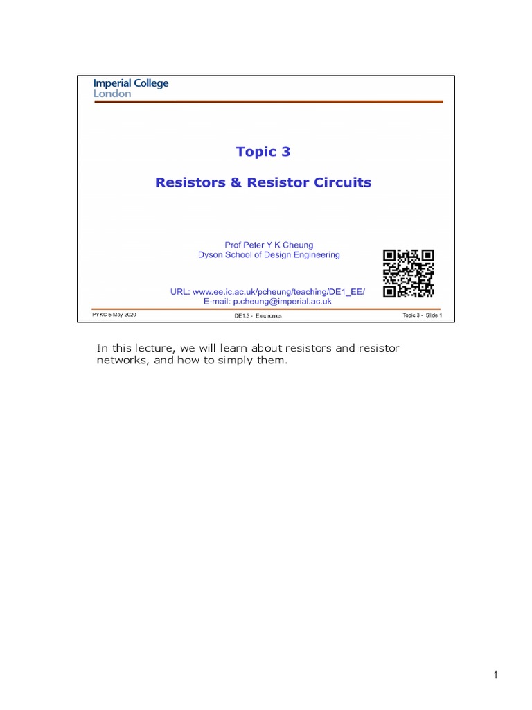 Topic 3 Resistors Resistor Circuits Notes | Download Free PDF ...