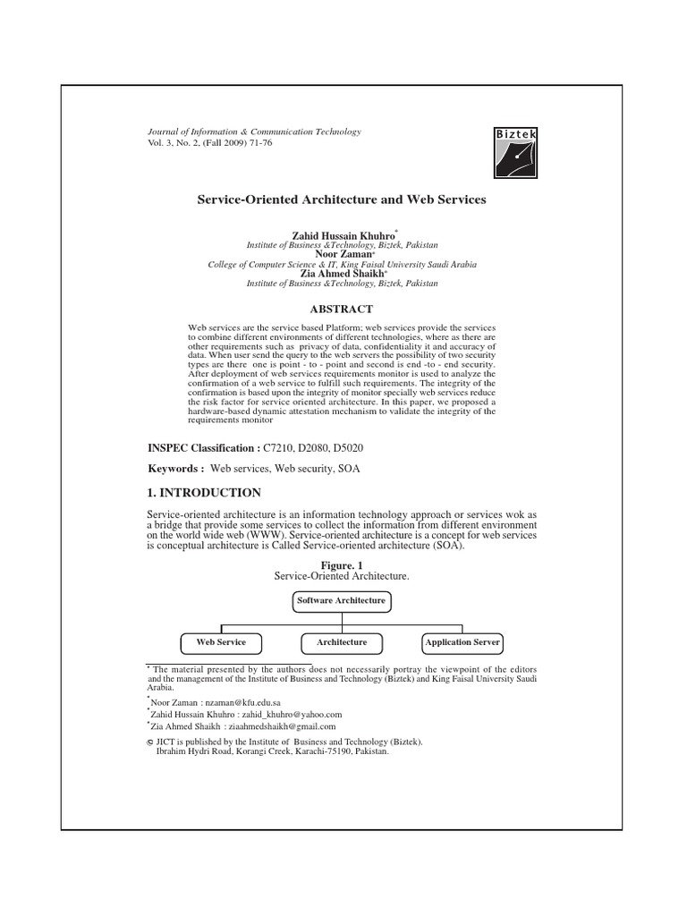 Service Oriented Architecture And Web Services Journal Of Information And Communication