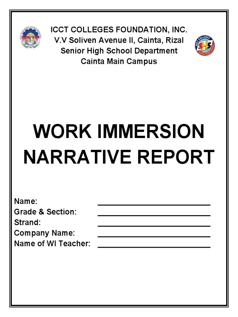 Work Immersion Narrative Report Template | PDF