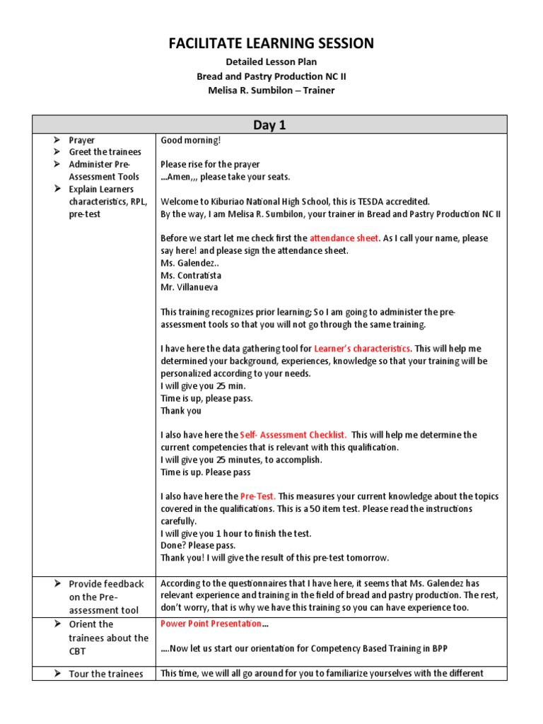 FACILITATE LEARNING SESSION Script | PDF | Learning | Behavior Modification