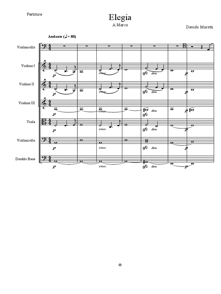 Partitura Elegia Davide Moretti | PDF | Musical Compositions | String ...