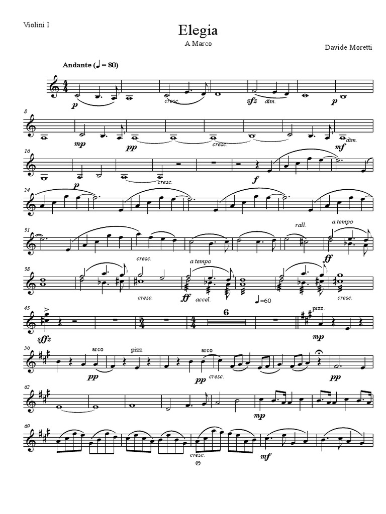 Violini I Elegia Davide Moretti | PDF | Musical Forms | Poetics