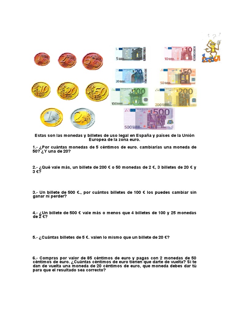 3º Primaria Monedas y Horas | PDF | Euro | Mercado de divisas