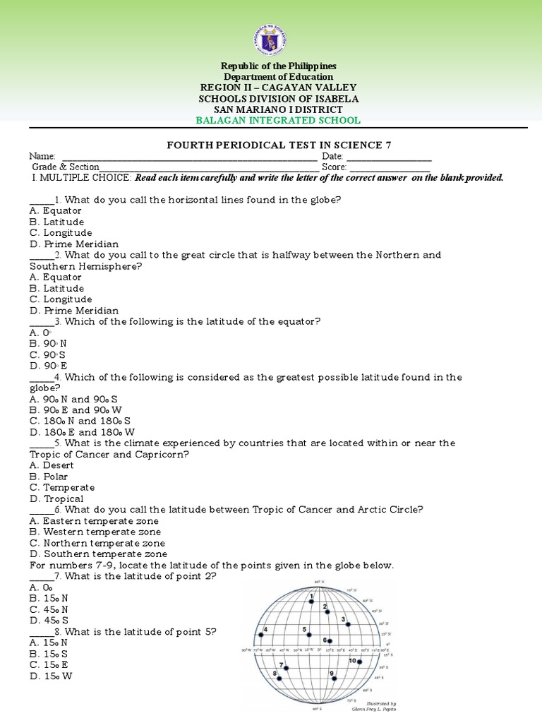 Science 7 Q4 Test | PDF | Atmosphere Of Earth | Atmosphere