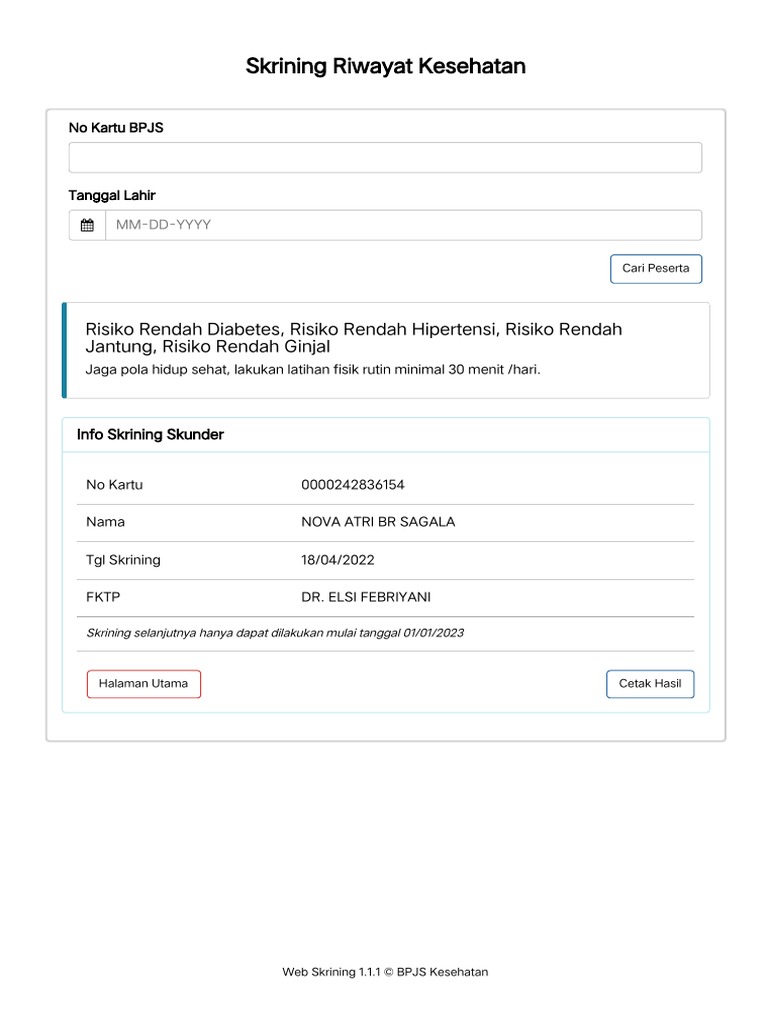 Web Skrining BPJS Kesehatan | PDF