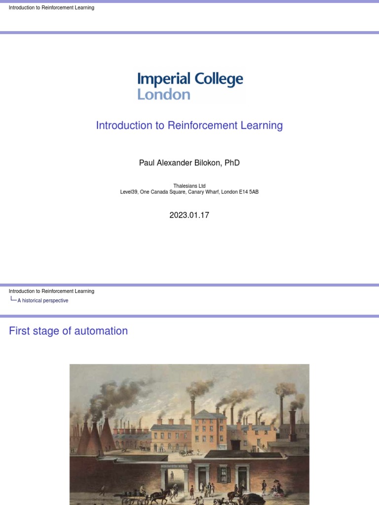 1 Introduction To Reinforcement Learning | PDF | Mathematical Optimization | Machine Learning