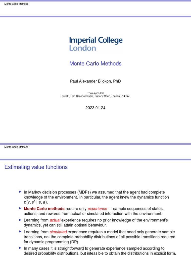 4 Monte Carlo Methods | Download Free PDF | Algorithms | Analysis
