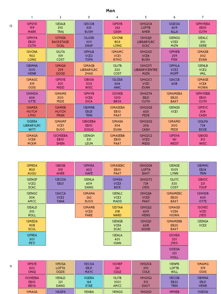 Monday Timetable | PDF