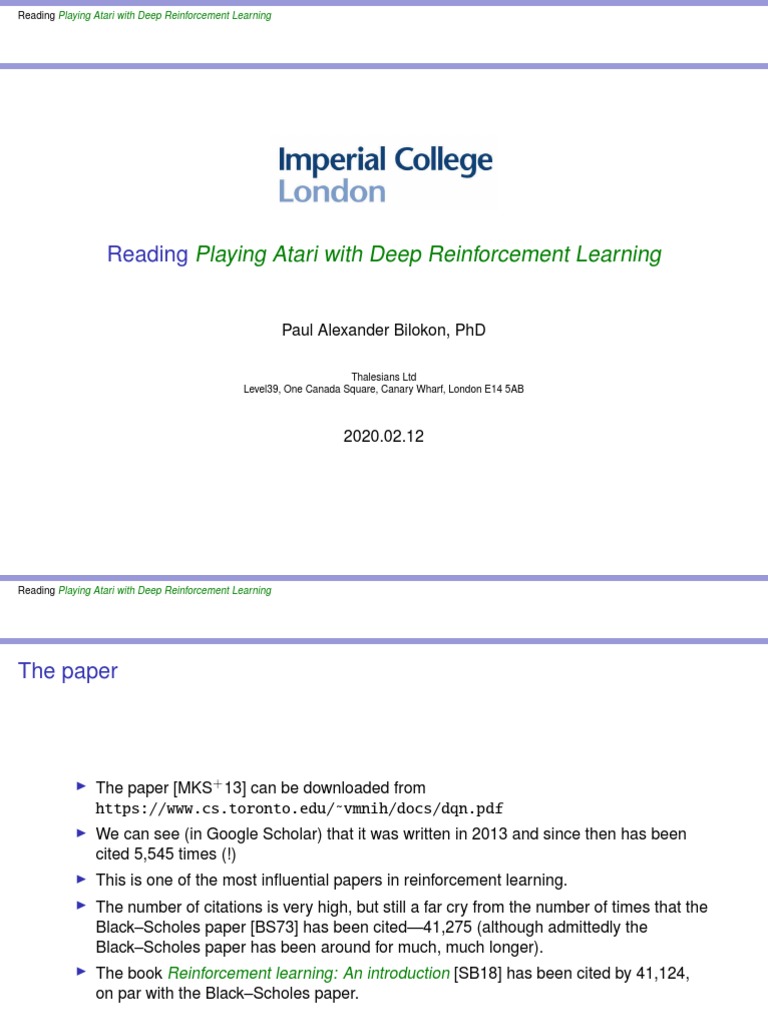 6 Reading Playing Atari With Deep Reinforcement Learning | Download ...