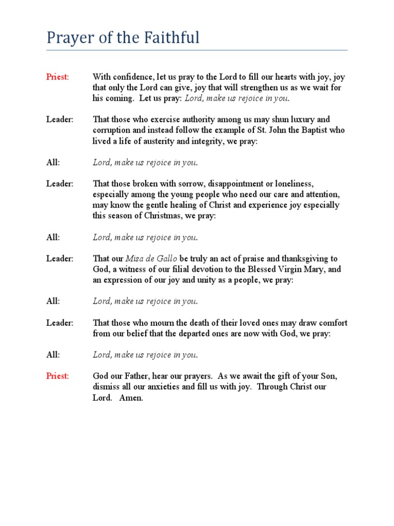 Ad 3A - Prayer of The Faithful | PDF