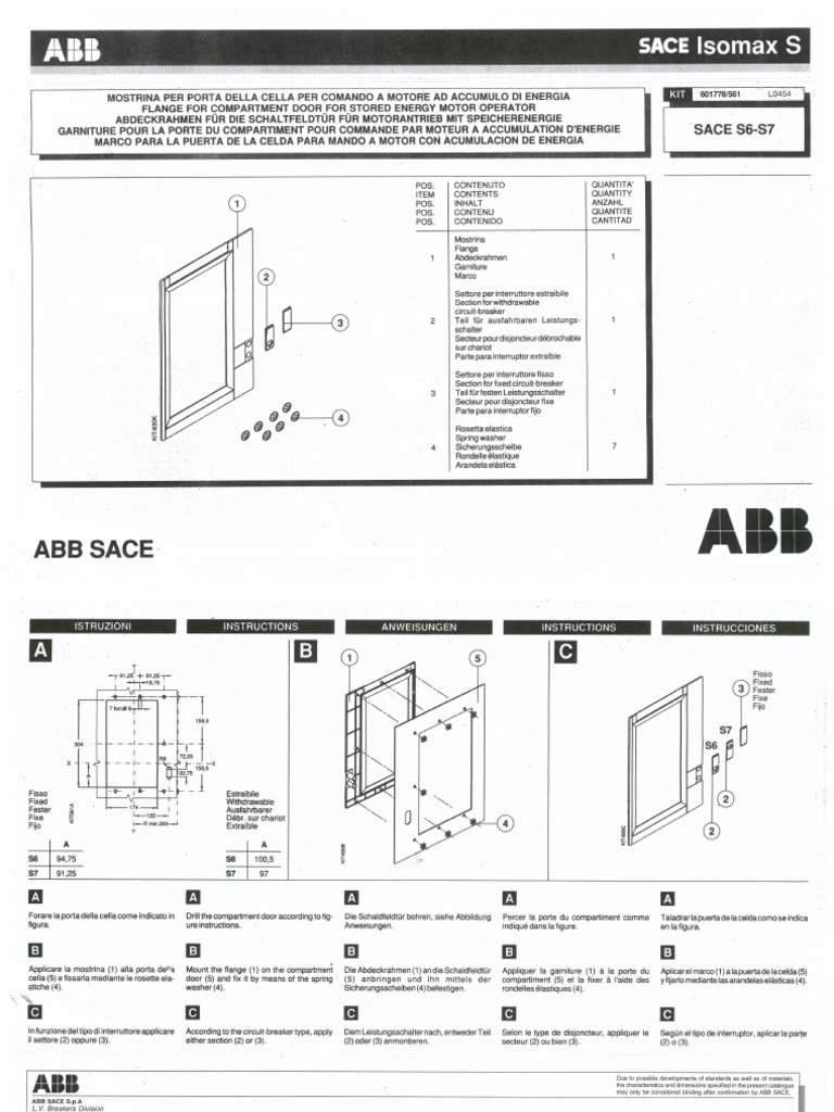 ABB Isomax S Flange For Compartment Door | PDF
