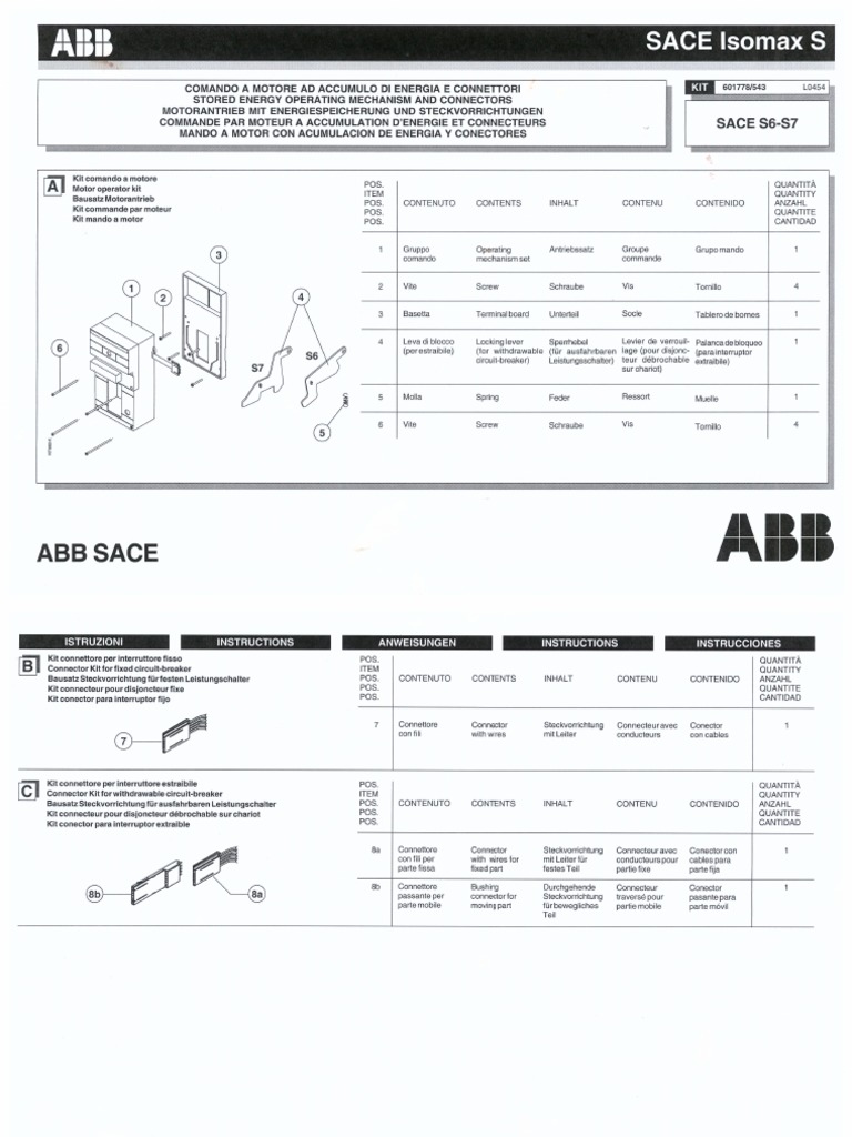 Abb Isomax S Stored Energy Oper Mechanism and Connectors | PDF
