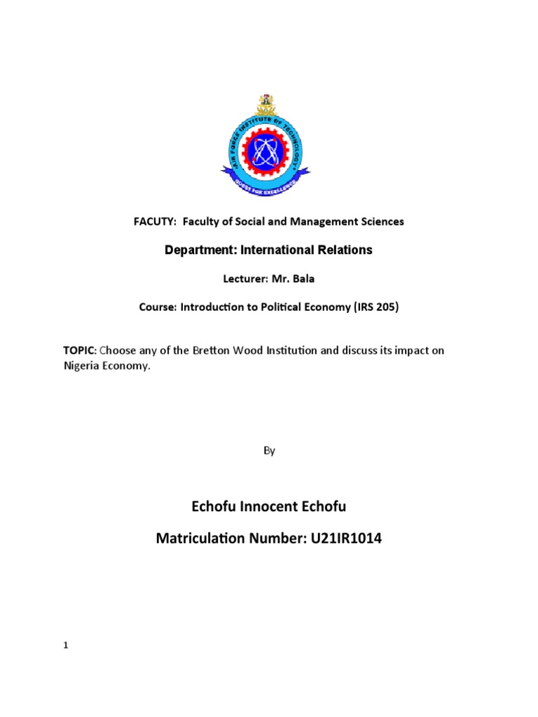 Bretton Wood Institution and Its Impact On Nigeria Economy. | PDF ...
