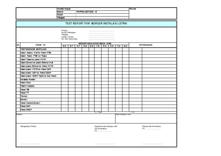 Form-Test Report For Merger Insulasi Listrik | PDF