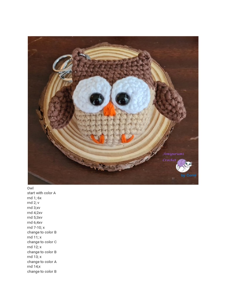 Owl Keychain - Crochet Pattern | PDF