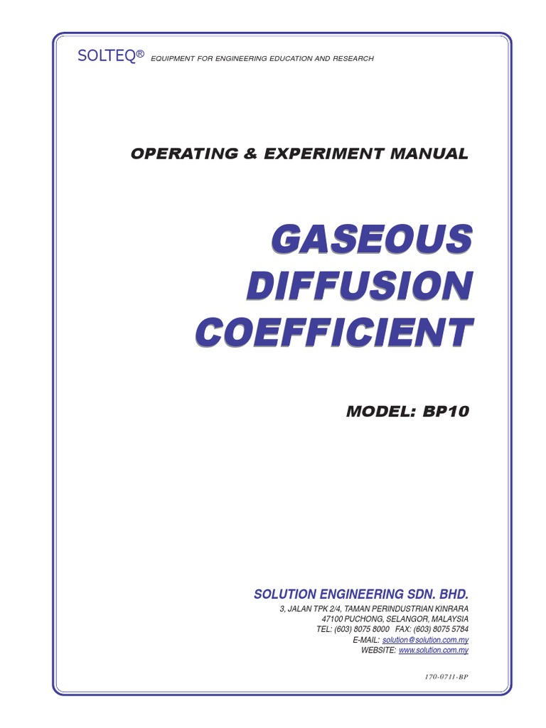 Manual Experimental - Gas Diffusion Coefficient | PDF | Diffusion | Evaporation