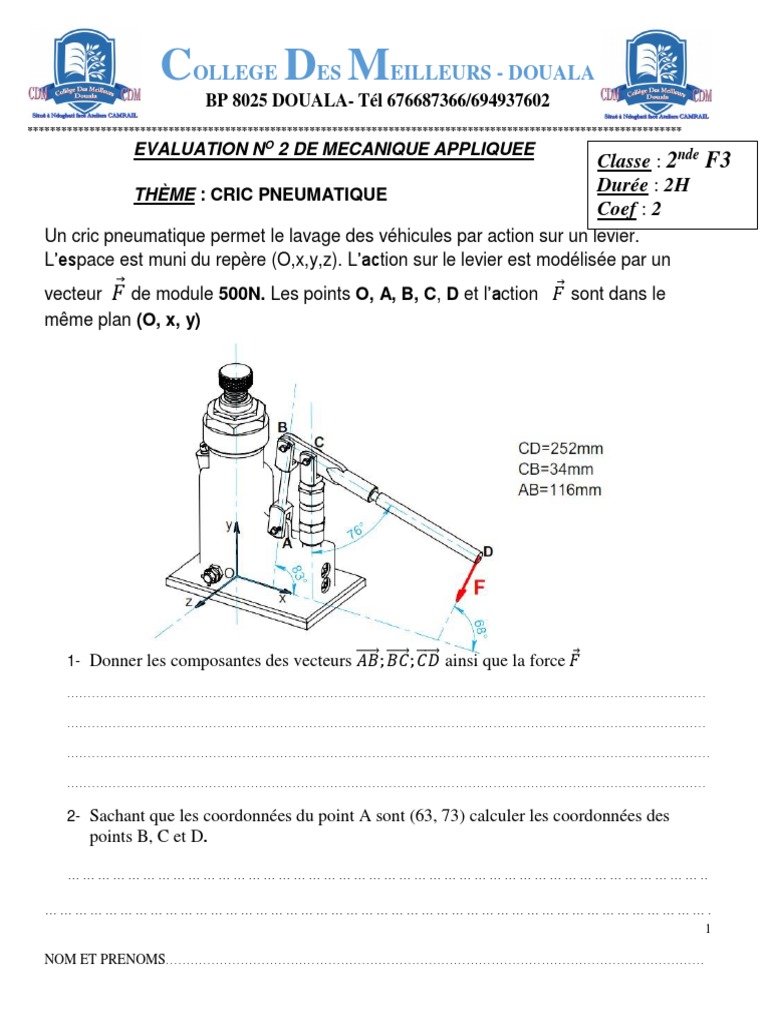 2NDE F3 MECA APPL EVAL 2 | PDF