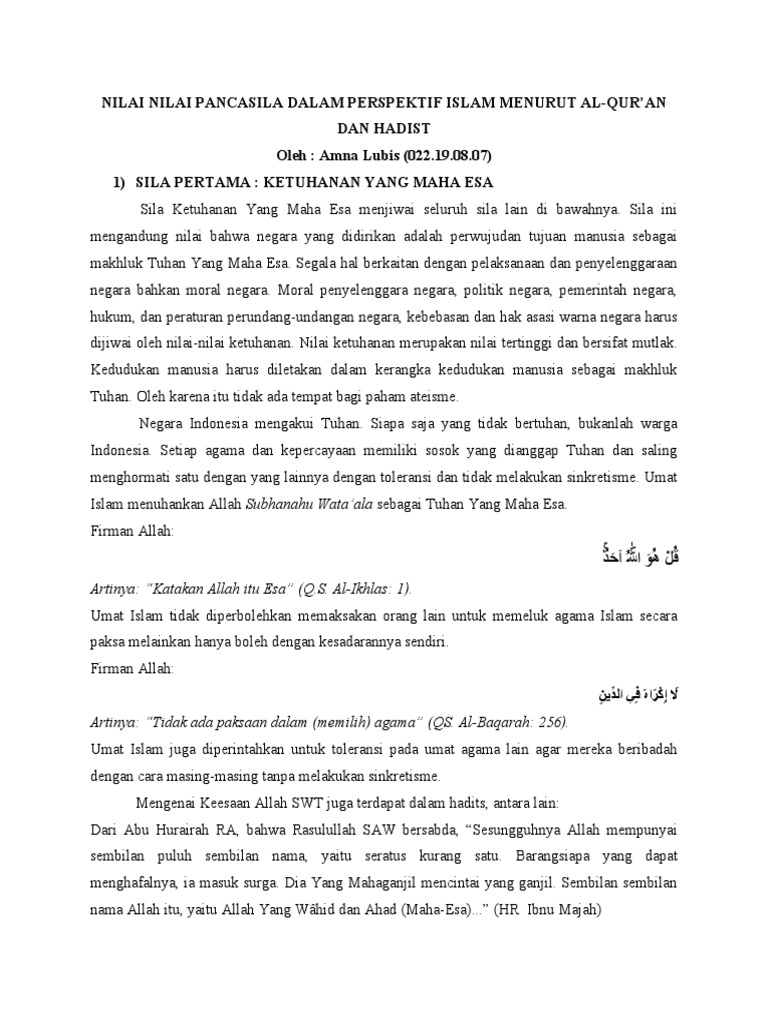 Nilai Nilai Pancasila Dalam Perspektif Islam-Amna Lubis | PDF Nilai Nilai Pancasila Dalam Perspektif Islam-Amna Lubis | PDF