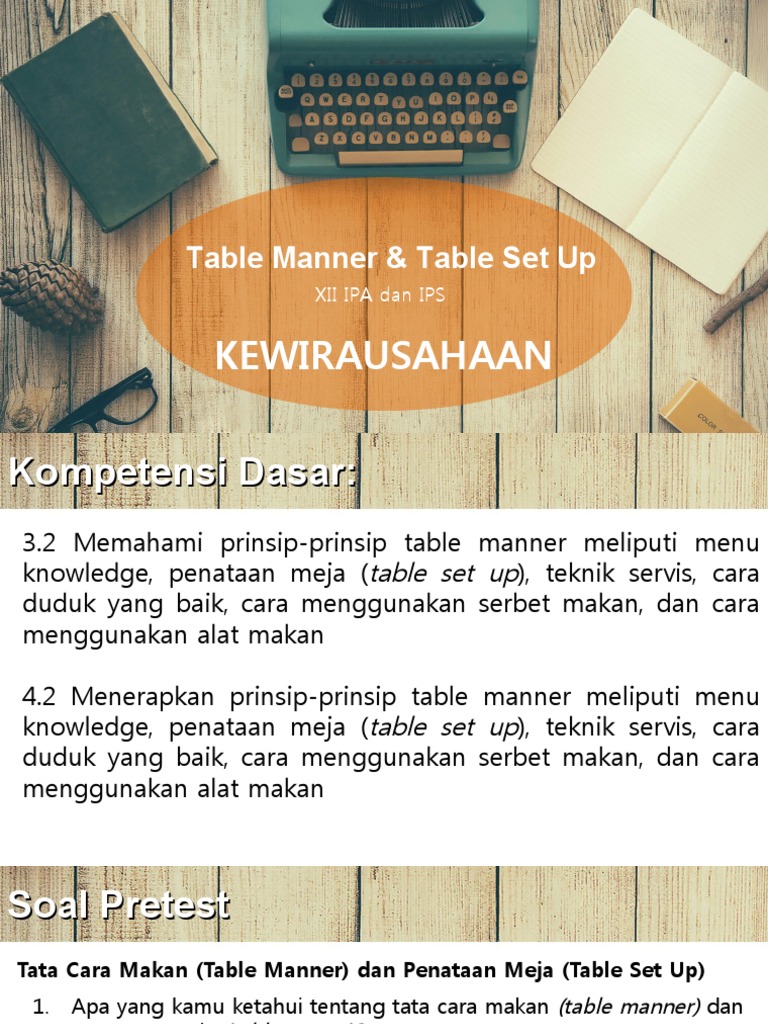 Kewirausahaan: Table Manner & Table Set Up | PDF