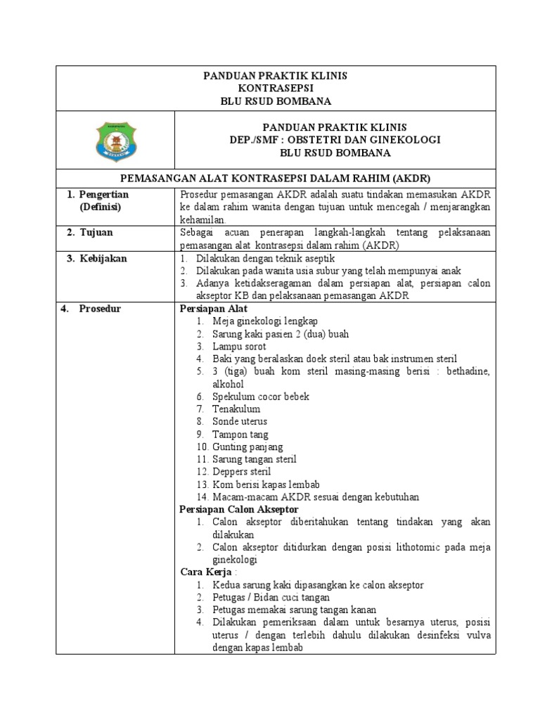 Pemasangan Akdr | PDF | Kesehatan Holistik