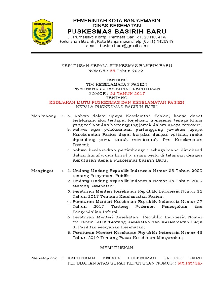 5.1.2.1 SK Tim Keselamatan Pasien | PDF