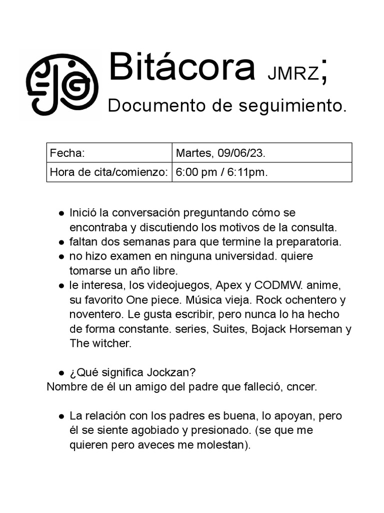 Bitácora JMRZ Documento de Seguimiento | PDF