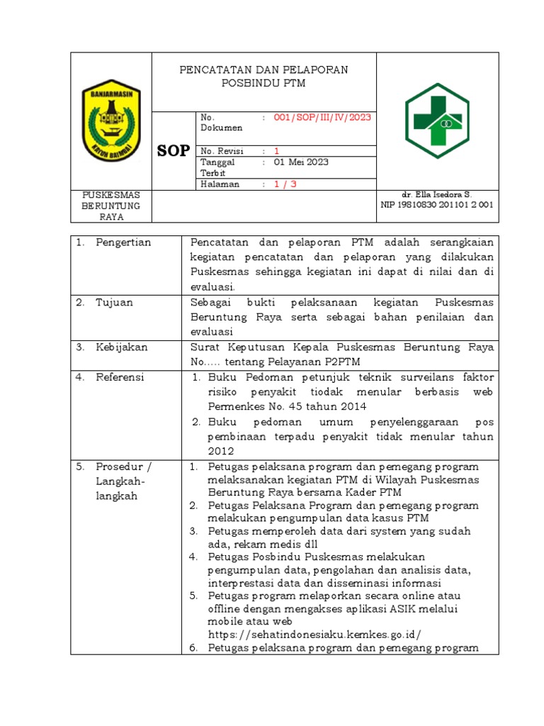 Sop Pencatatan Dan Pelaporan | PDF